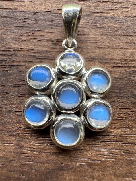 Sri Lankan Blue Moonstone Pendant Natural Ceylon Moonstone Silver