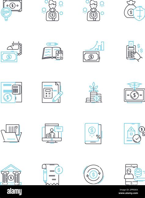 Budgeting Strategy Linear Icons Set Allocation Frugal Planning