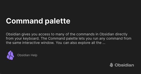 Command Palette Obsidian Help