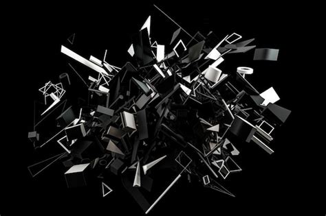 Premium Ai Image Deconstructed And Fragmented Shapes On Minimalistic White Background Created