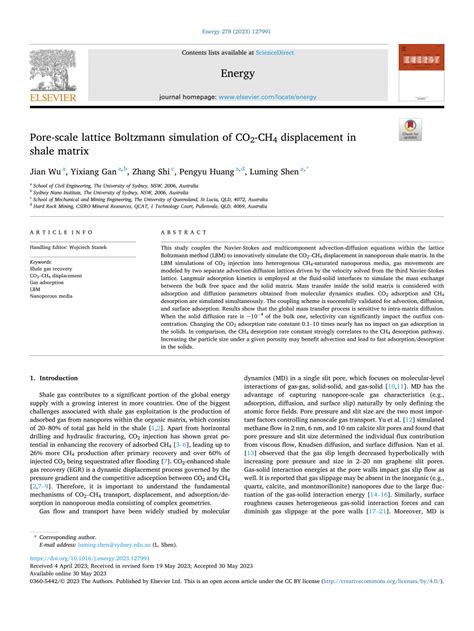 Pdf Pore Scale Lattice Boltzmann Simulation Of Co2 Ch4 Displacement