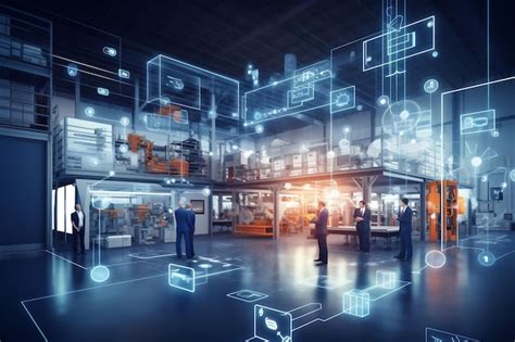 Premium Ai Image Innovative Industrial Iot Smart Factory Concept Generative Ai