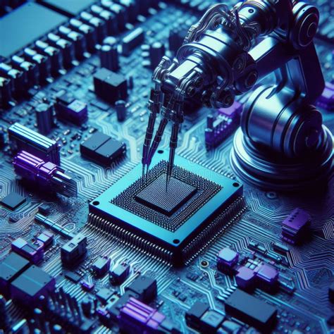 Robotic Arm Assembling Microchip Stock Image Image Of Electronics