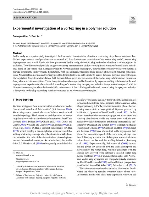 Experimental Investigation Of A Vortex Ring In A Polymer Solution