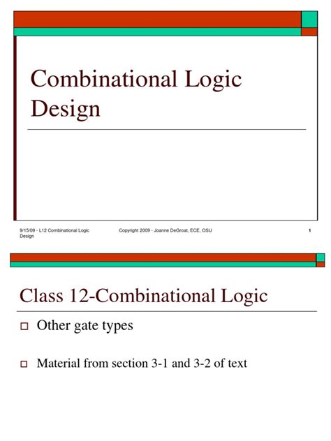 Combinational Logic Design 1 Ppt Logic Gate Binary Coded Decimal