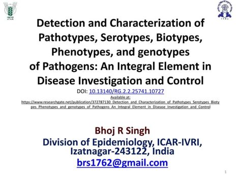 Detection And Characterization Of Pathotypes Serotypes Biotypes Phenotypes And Genotypespptx