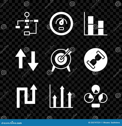 Set Hierarchy Organogram Chart Digital Speed Meter Graph Diagram Arrow Pie Infographic And
