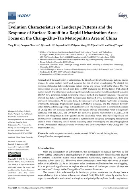 Pdf Evolution Characteristics Of Landscape Patterns And The Response Of Surface Runoff In A