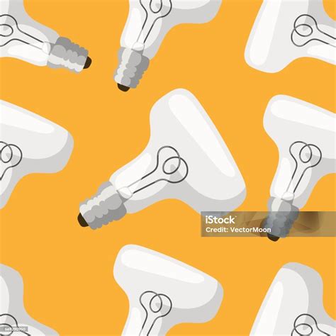 만화 램프 전구 원활한 패턴 배경 디자인 벡터 일러스트 레이 션 전기 아이콘 개체 기호 기호 해결책 에너지를 브레인 스토밍 권위에 대한 스톡 벡터 아트 및 기타 이미지