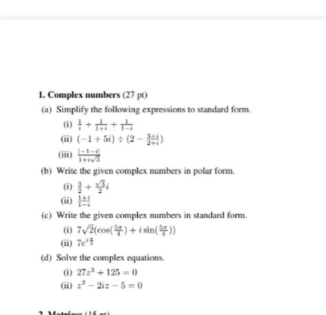 Solved Complex Numbers Pt A Simplify The Following Chegg
