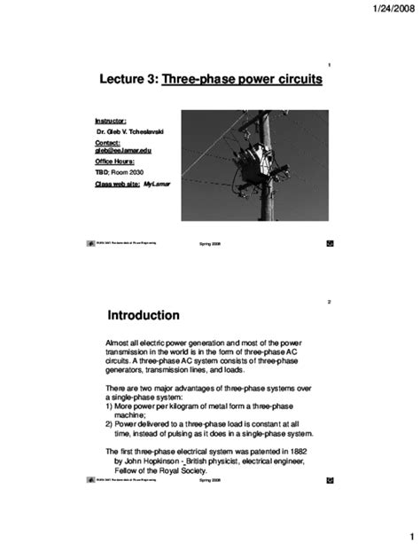 Pdf Lecture 3 Three Phase Power Circuits