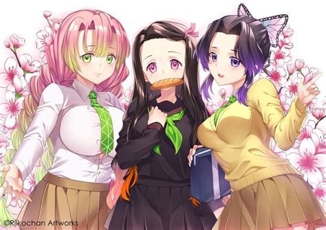 Kamado Nezuko Kochou Shinobu And Kanroji Mitsuri Kimetsu No Yaiba