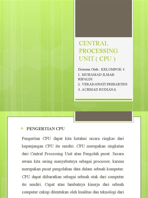 Central Processing Unit Cpu Pdf