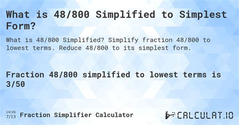 What Is 48 800 Simplified To Simplest Form Calculatio