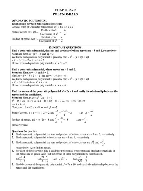 Chapter 2 Minimal Pdf Quadratic Equation Polynomial