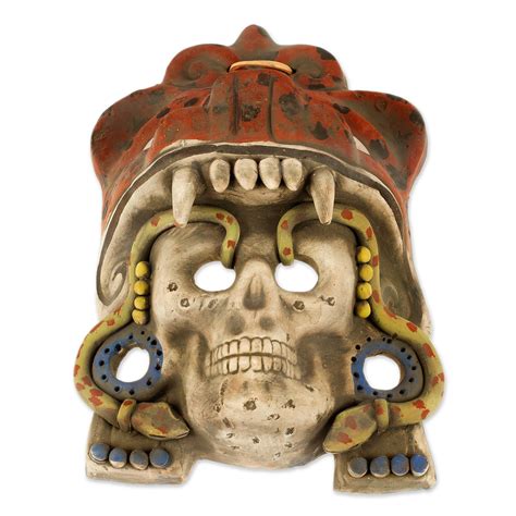 Unicef Market Mexican Aztec Jaguar Warrior Ceramic Mask Jaguar