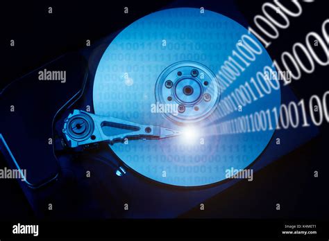 Hard Disk And Binary Digits Data Managing And Computing Concept Stock Photo Alamy