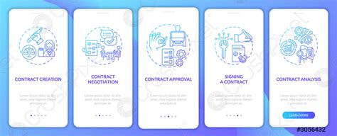 Contract Lifecycle Steps Onboarding Mobile App Page Screen With Concepts Vector De Stock