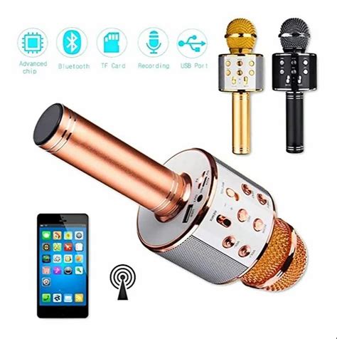 Multicolor Wireless Mic Microphone And Inbuilt Bluetooth Speaker Model Name Number WS 858 At