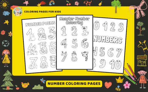 От 1 до 10 Забавни страници за оцветяване с числа за деца 🔢🌈