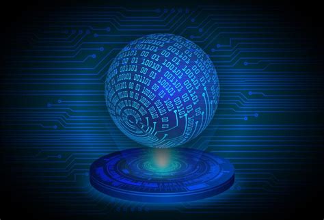 Premium Vector World Binary Circuit Board Future Technology Blue Hud Cyber Security Concept