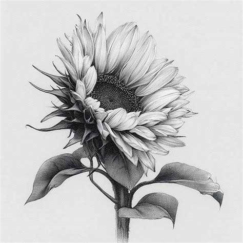 How To Draw A Realistic Sunflower Pencil Sketch Drawing