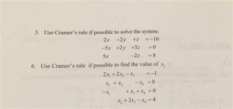 Solved Use Cramers Rule If Possible To Solve The System 2x