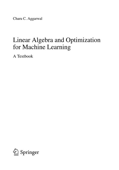 Solution Linear Algebra And Optimization For Machine Learning A Textbook Charu C Aggarwal