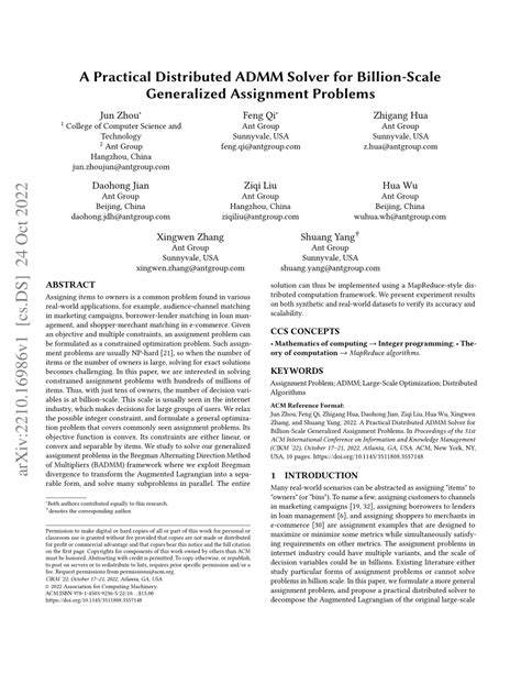 PDF A Practical Distributed ADMM Solver For Billion Scale Generalized