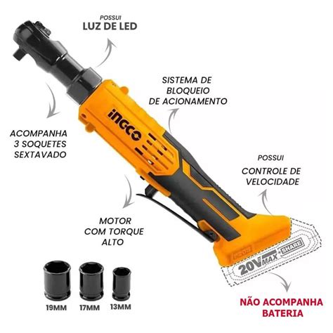 Chave Catraca A Bateria 38 Pol Cdrli2060151 Ingco Em Promoção