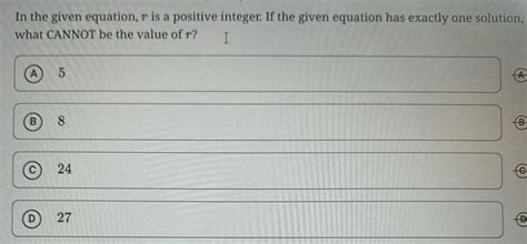 Solved In The Given Equation γ Is A Positive Integer If The Given Equation Has Exactly One