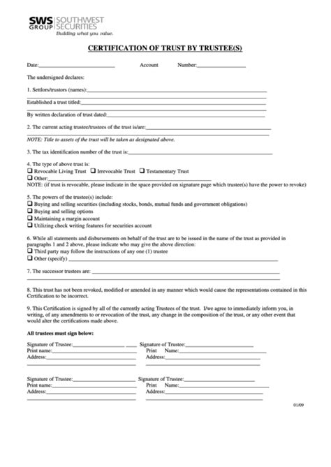 Certification Of Trust Form Illinois Ncejomunicipaldechinu