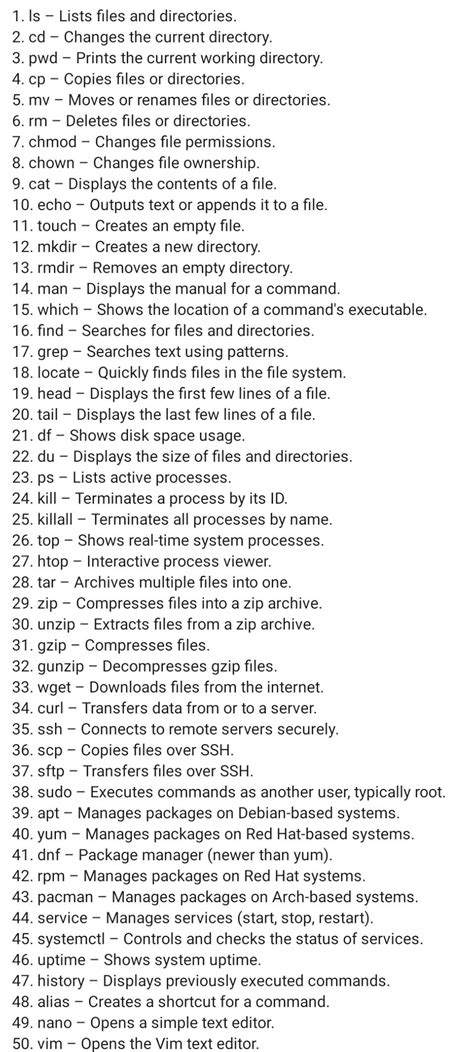 Shobhit Kushwaha On Linkedin List Of 50 Commonly Used Linux Commands Each With A Short