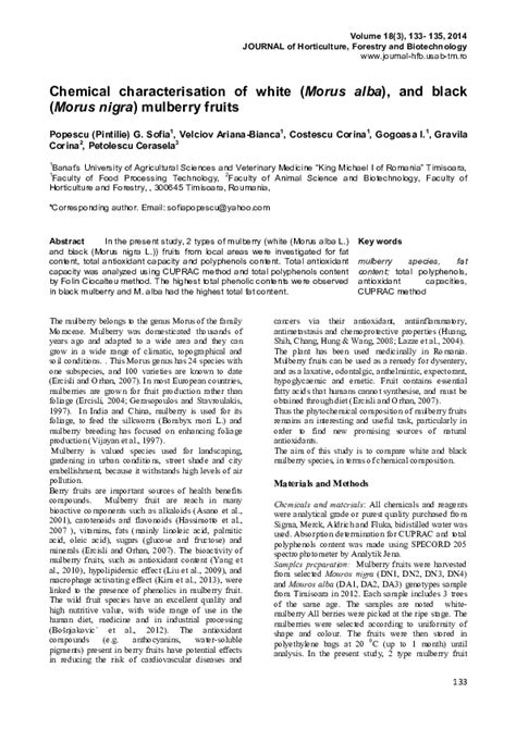 Pdf Chemical Characterisation Of White Morus Alba And Black Morus