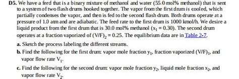 Solved D5 We Have A Feed That Is A Binary Mixture Of