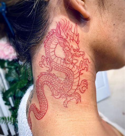 Red Chinese Dragon Neck Tattoo Female Artofit