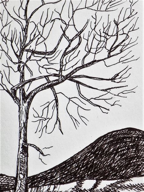 Pen And Ink Drawing Tree Art Original Art ACEO OOAK One Etsy