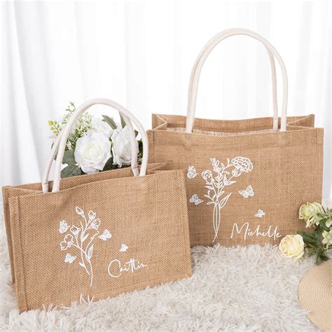 Bolsa De Arpillera Con Diseño De Mariposa Y Flores De Nacimiento