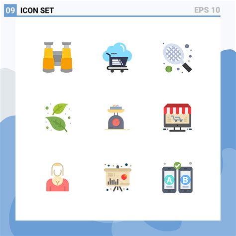 set of 9 modern ui icons symbols signs for scale tree racket nature autumn editable vector