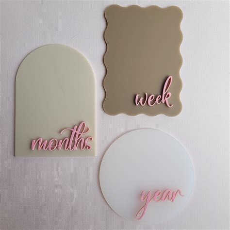Milestone Words Month Months Year Weeks Cursive — Laser Cut Blanks