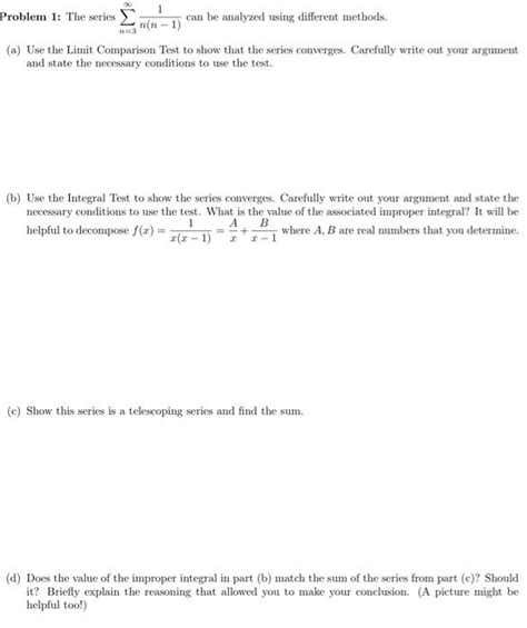 Solved Problem 1 The Series ∑n3∞nn−11 Can Be Analyzed