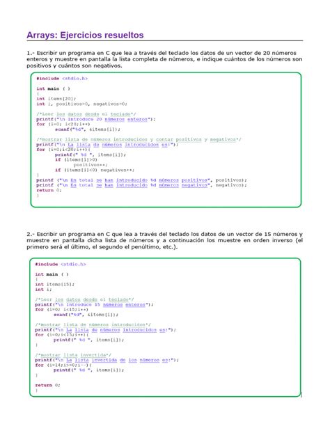 Ingenieria Matematica Ejercicios Arrays Pdf Programación De