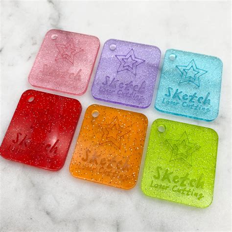 Material Sample Set Clear Coloured Glitter X6 Swatches Sketch