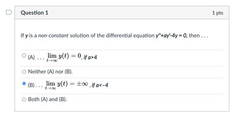 Solved If Y Is A Non Constant Solution Of The