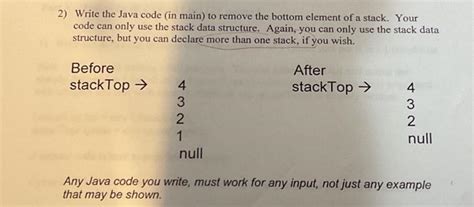 Solved Write The Java Code In Main To Remove The Bottom Chegg