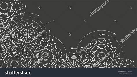 검정색 배경에 기어의 기술 드로잉엔지니어링 기술 스톡 벡터로열티 프리 1675160725 Shutterstock