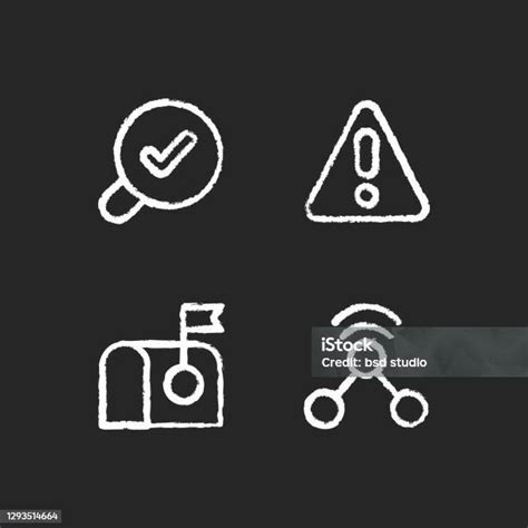 검은 색 배경에 설정 된 모바일 응용 프로그램 인터페이스 분필 흰색 아이콘 개념에 대한 스톡 벡터 아트 및 기타 이미지 개념 개체 그룹 검은색 Istock