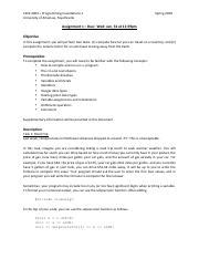 HW1 Pdf CSCE 2004 Programming Foundations 1 Spring 2018 University