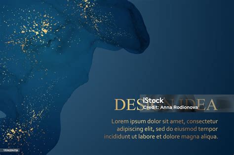 추상적인 짙은 파란색 잉크 파와 황금 빛 깔림과 수채화 배경 배경 주제에 대한 스톡 벡터 아트 및 기타 이미지 배경 주제 해군 추상적인 Istock