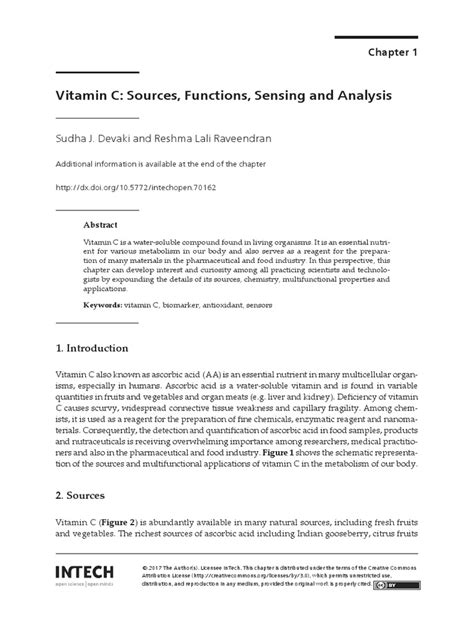 Vitamin C Sources Functions And Analysis Pdf Vitamin C Antioxidant